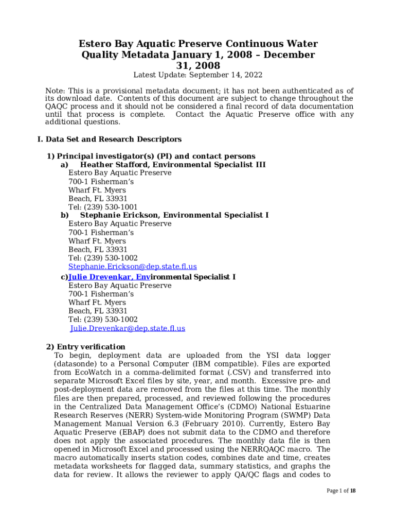 Metadata Summary for FDEP Charlotte Harbor Aquatic/Buffer ... Doc ...