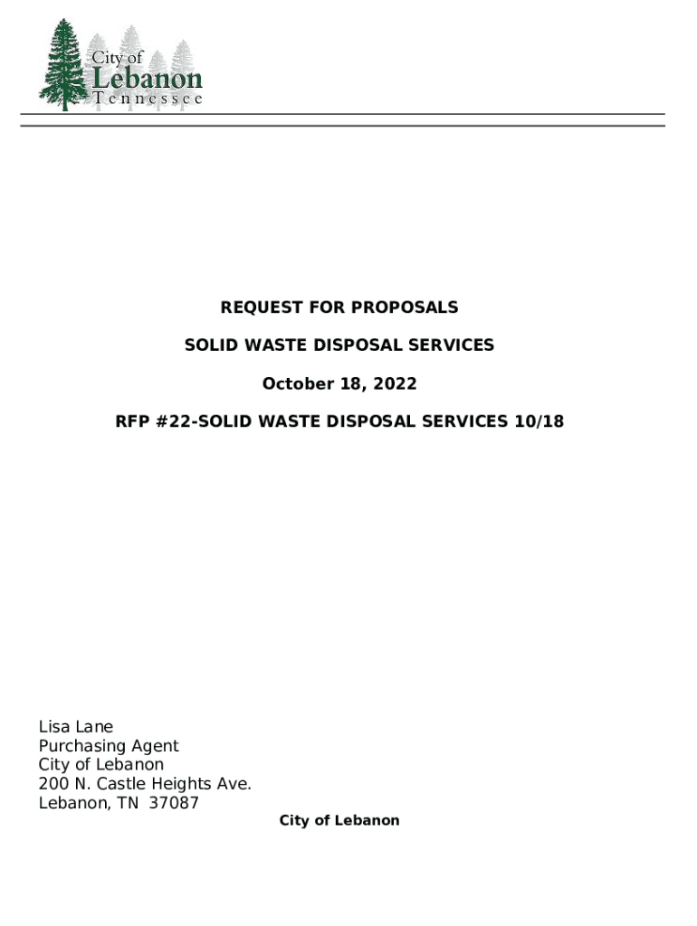 REQUEST FOR PROPOSALS SOLID WASTE DISPOSAL ... Doc Template | pdfFiller