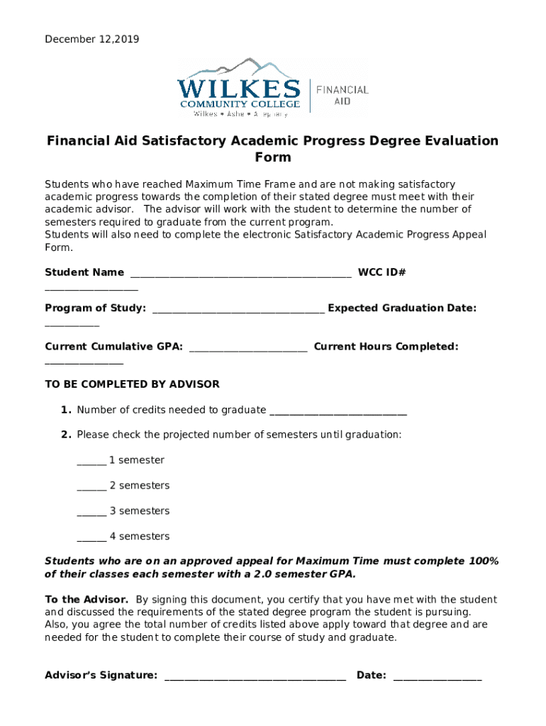 Financial Aid Satisfactory Academic Progress Degree ... Doc Template ...