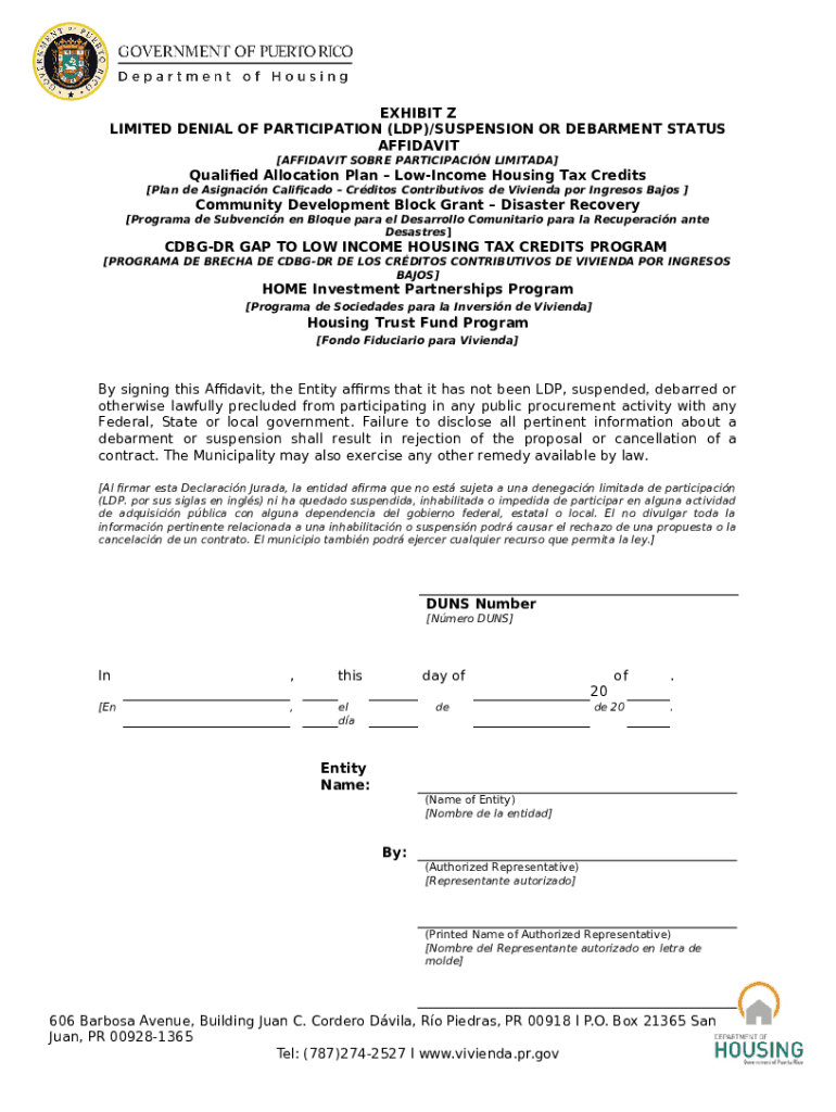 HUD Limited Denial of Participation List Doc Template | pdfFiller