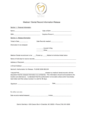 Fillable Online xray release form dental X-ray request and release form date Fax Email Print ...