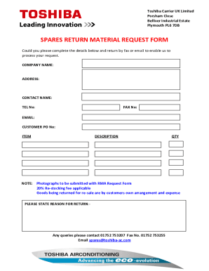 Fillable Online RETURN MATERIAL REQUEST FORM Fax Email Print - pdfFiller