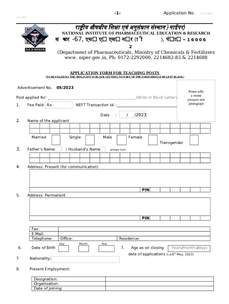 The National Institute of Pharmaceutical Education and ... - niper gov ...