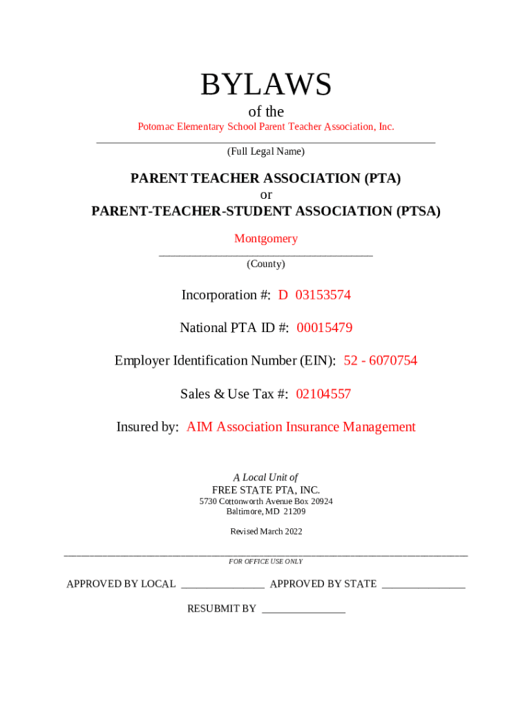 Bylaws of the Parent Teacher Association of MS 54 - MS54.org Doc ...