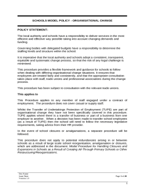 Organisational change policy for schools Doc Template | pdfFiller