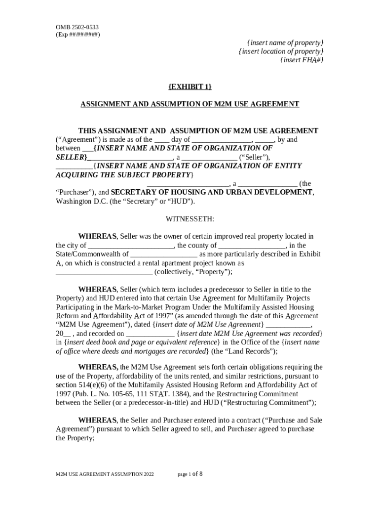 Exhibit 1: Assignment and Assumption of M2M Use Agreement Doc Template | pdfFiller