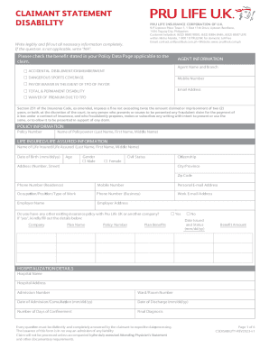 Fillable Online claimant statement disability Fax Email Print - pdfFiller