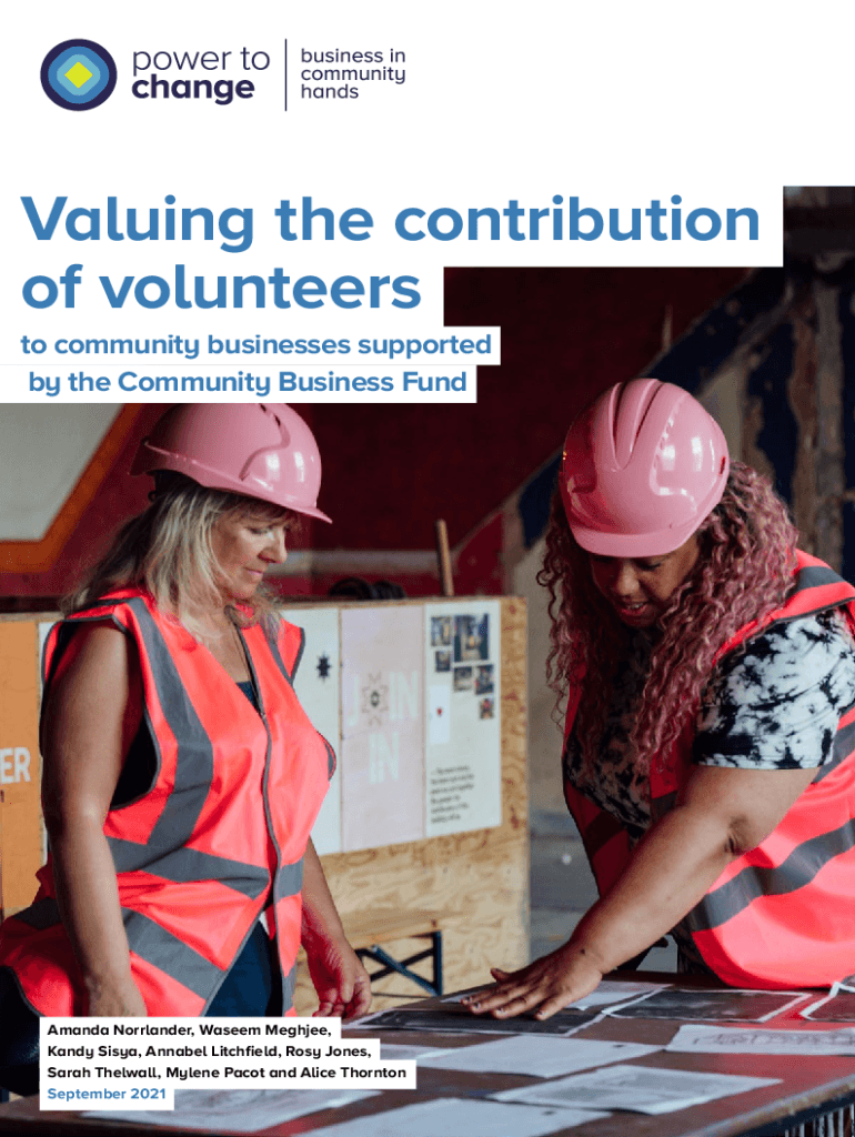 Fillable Online Valuing the contribution of volunteers to community ...