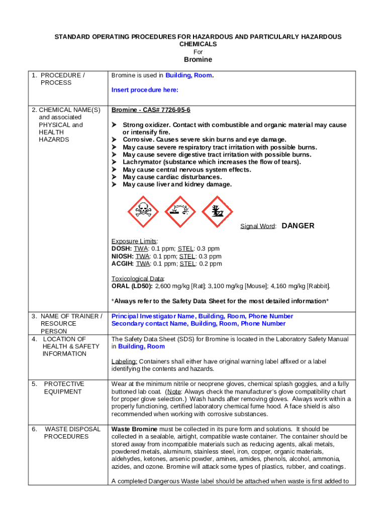 Hazardous Chemicals Standard Operating Procedure ... Doc Template ...