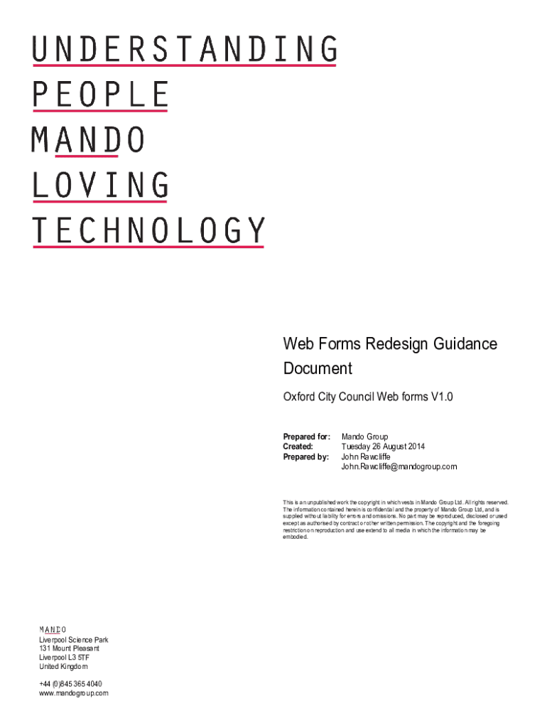 Fillable Online Web Forms Redesign Guidance Document. Oxford City ...