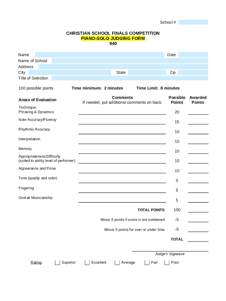 pianO-Solo judging Doc Template | pdfFiller