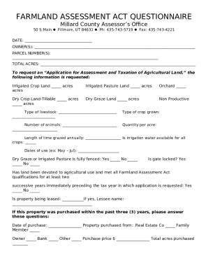 FARMLAND-ASSESSMENT-ACT-QUESTIONNAIRE. ... Doc Template | pdfFiller
