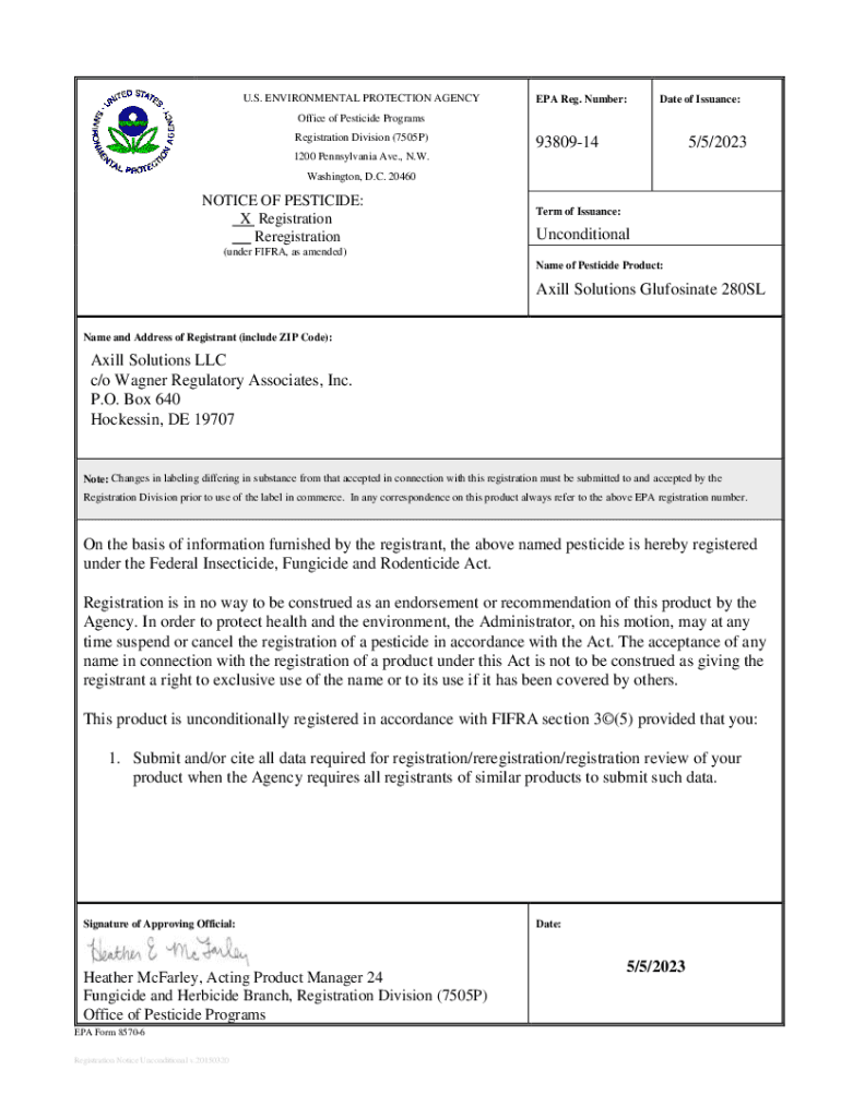 Fillable Online US EPA, Pesticide Product Label, Axill Solutions ...