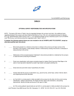 Fillable Online What Can Be Requested On An ALTA Survey Table A? Fax ...