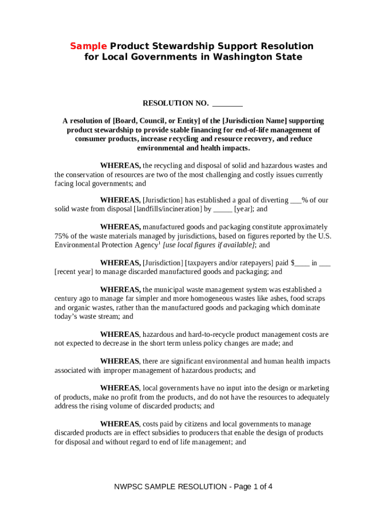 Sample Resolution for Washington Local Governments in ... Doc Template ...