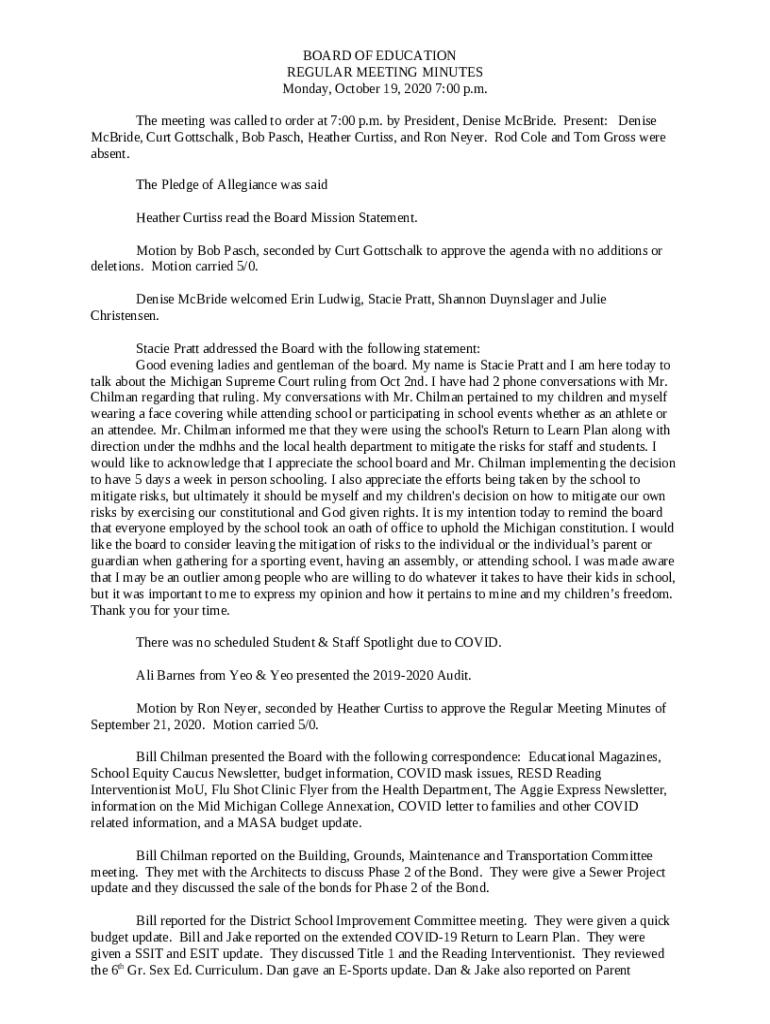 A. PLEDGE OF ALLEGIANCE AND ROLL CALL Doc Template | pdfFiller