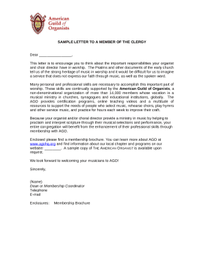 SAMPLE LETTER TO A MEMBER OF THE CLERGY Doc Template | pdfFiller