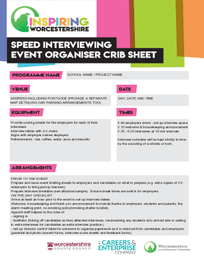 Fillable Online Speed Interviewing EVENT ORGANISER CRIB SHEET Fax Email ...