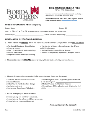 Fillable Online FSC-Non-Returning-Student-Form. ... Fax Email Print ...