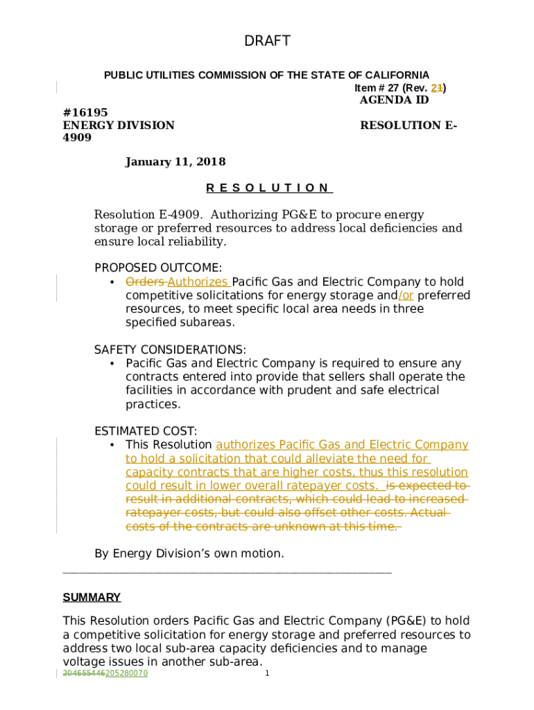 Procurement of Preferred Resources and Energy Storage ... - docs cpuc ca Doc Template | pdfFiller