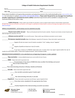 Fillable Online Health Profession's Degree Checksheets Fax Email Print ...
