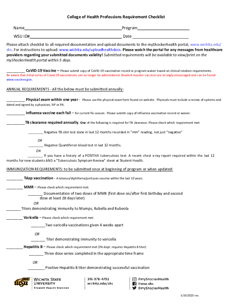 Fillable Online Health Profession's Degree Checksheets Fax Email Print - pdfFiller