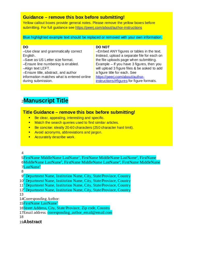 LaTeX Template for PeerJ Journal Submissions Doc Template | pdfFiller