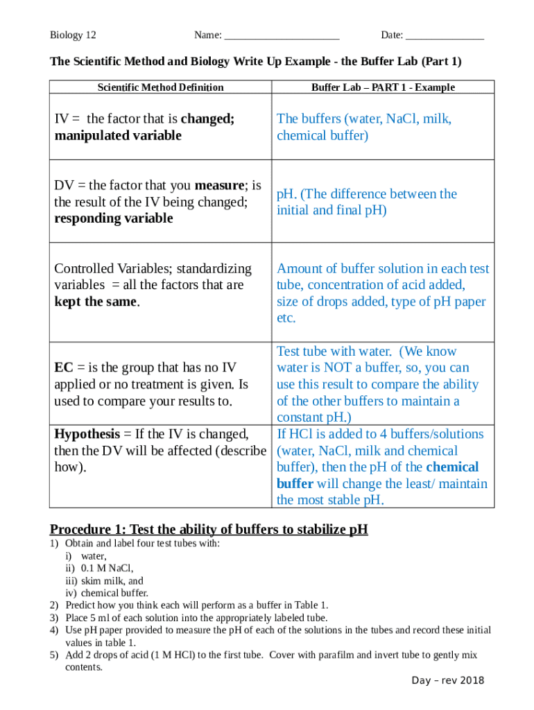 Buffer Lab-Bio 12 - An Analysis of the change of Power of... Doc Template | pdfFiller