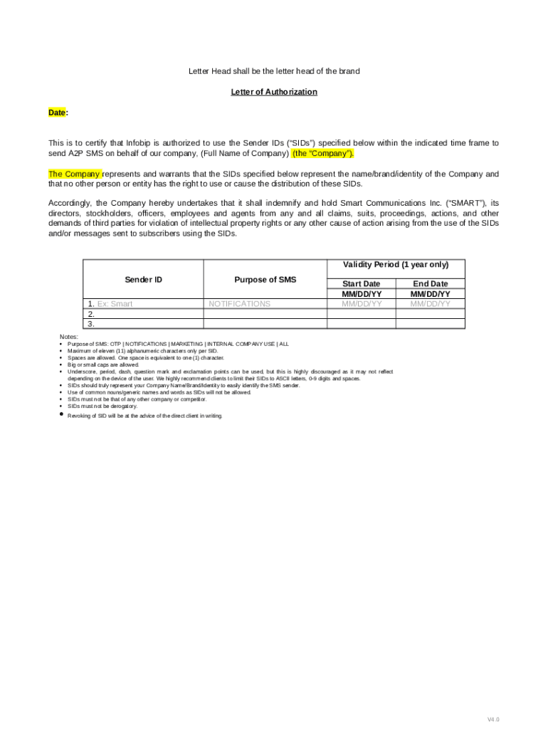 Smart Local Direct Client LOA Doc Template | pdfFiller