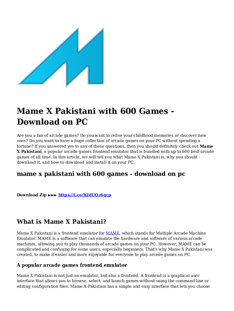 Fillable Online Mame Classic GamesApps on Google Play Fax Email Print - pdfFiller