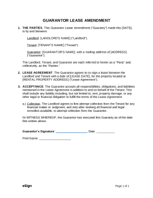 GUARANTOR LEASE AMENDMENT Doc Template | pdfFiller