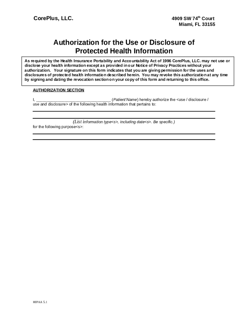 I, (Patient'Name) hereby authorize theof the following health ination that pertains to: Doc ...