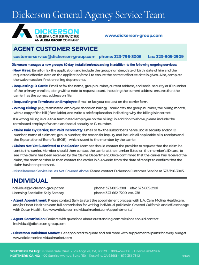 Fillable Online Dickerson Insurance Services Fax Email Print - pdfFiller