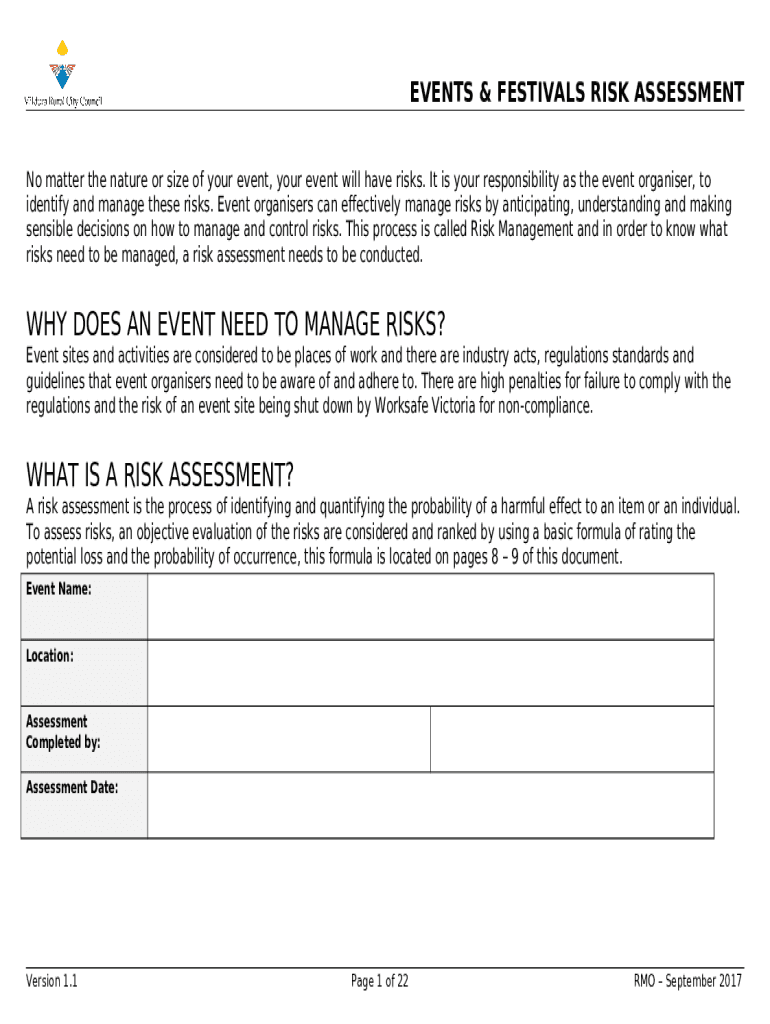 event risk management plan: template - Yarra City Arts Doc Template ...