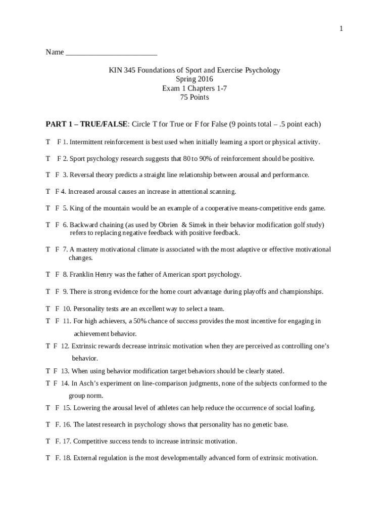 KIN 345-EXAM 1 Flashcards Doc Template | pdfFiller