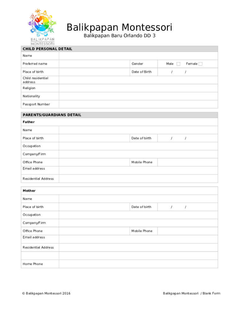 Balikpapan Montessori Doc Template | pdfFiller