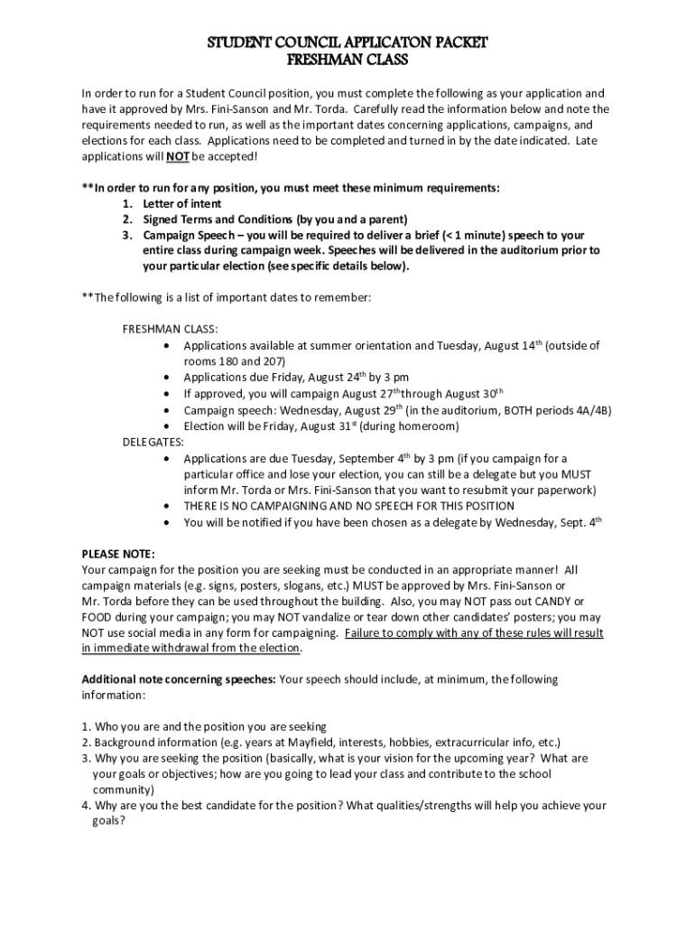 Fillable Online Student Council Application Grand Island Northwest High ...