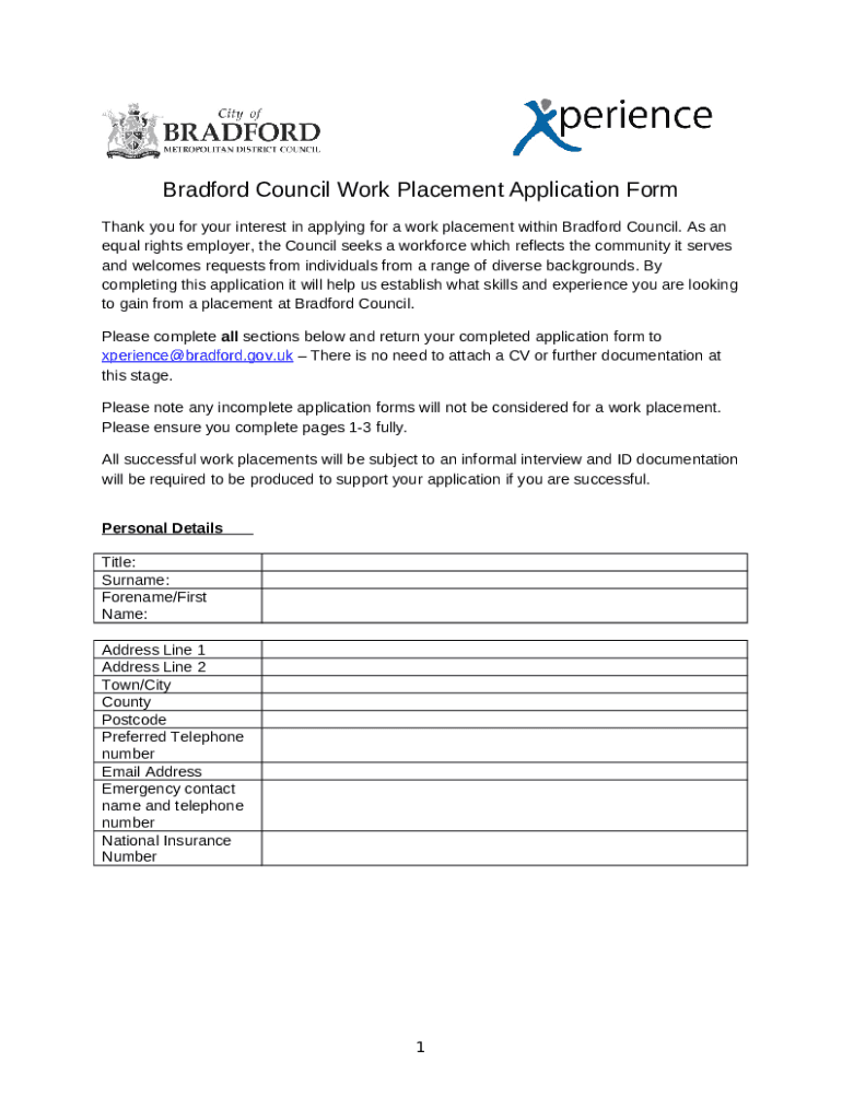 Post 16 Work Placement Doc Template | pdfFiller