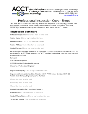 Professional Inspection Cover Sheet Doc Template | pdfFiller