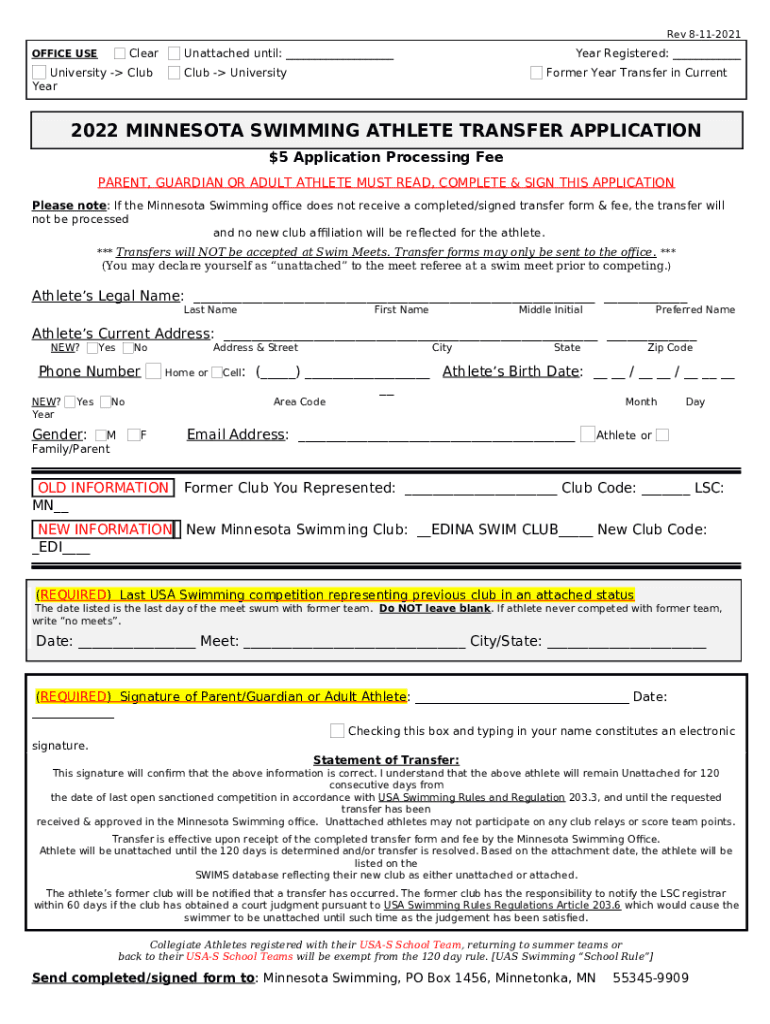 FAQ's about Transfers and 'Unattached' Swimmers Doc Template | pdfFiller