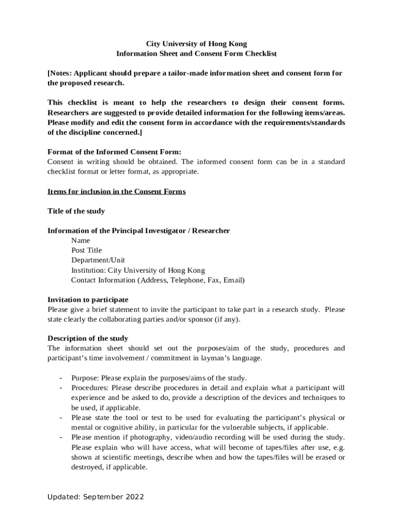 HREC: Sample Consent and Related s Doc Template | pdfFiller