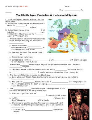 Notes on The Middle Ages - CP World History Unit 4 #3 Doc Template ...