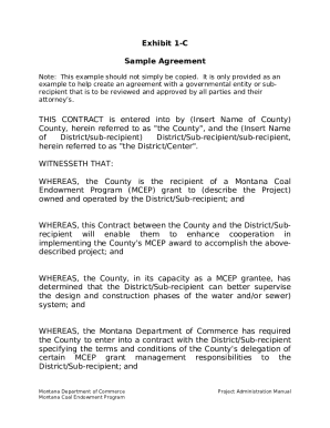 Exhibit 1-C Sample Agreement Note - comdev mt Doc Template | pdfFiller