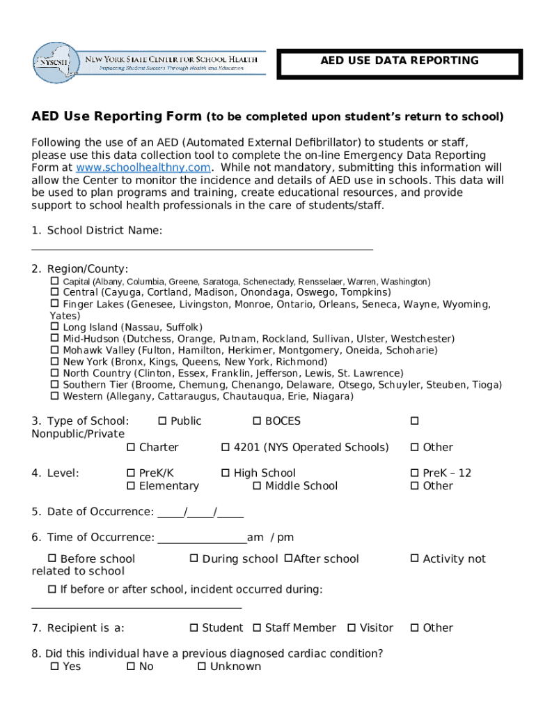 AED Use Reporting Doc Template | pdfFiller