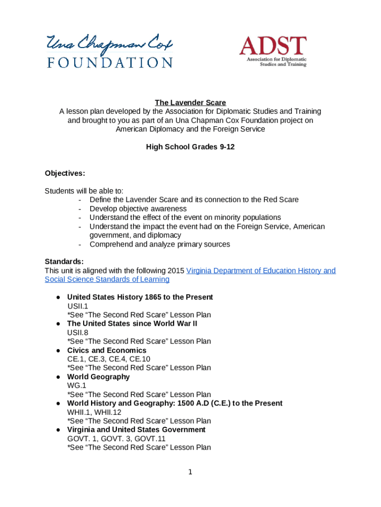 The Lavender Scare A lesson plan developed by the ... Doc Template ...