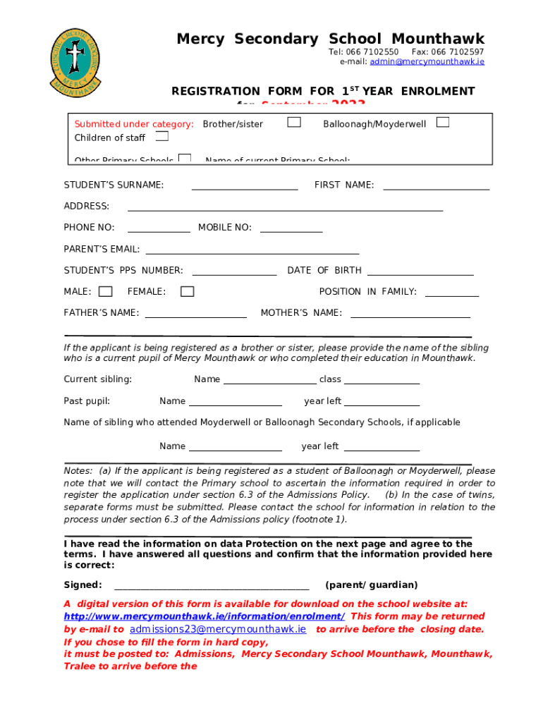 01-Grades 7-12 Registration Packet Cover Sheet SPAN Doc Template ...
