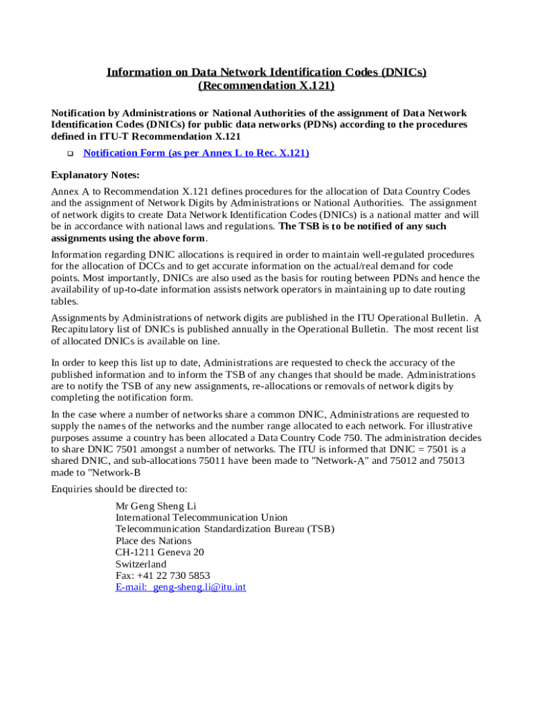 International numbering plan for public data networks Doc Template ...