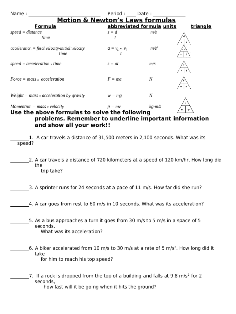 Newton's Laws of Motion Review, Force Quiz Flashcards Doc Template ...