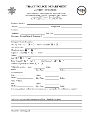 Fillable Online Police FormsCity of Tracy, CA Fax Email Print - pdfFiller