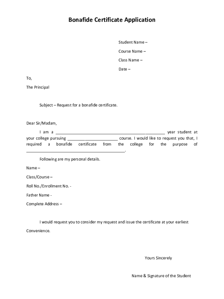 Fillable Online Bonafide Certificate Application Ramraje College